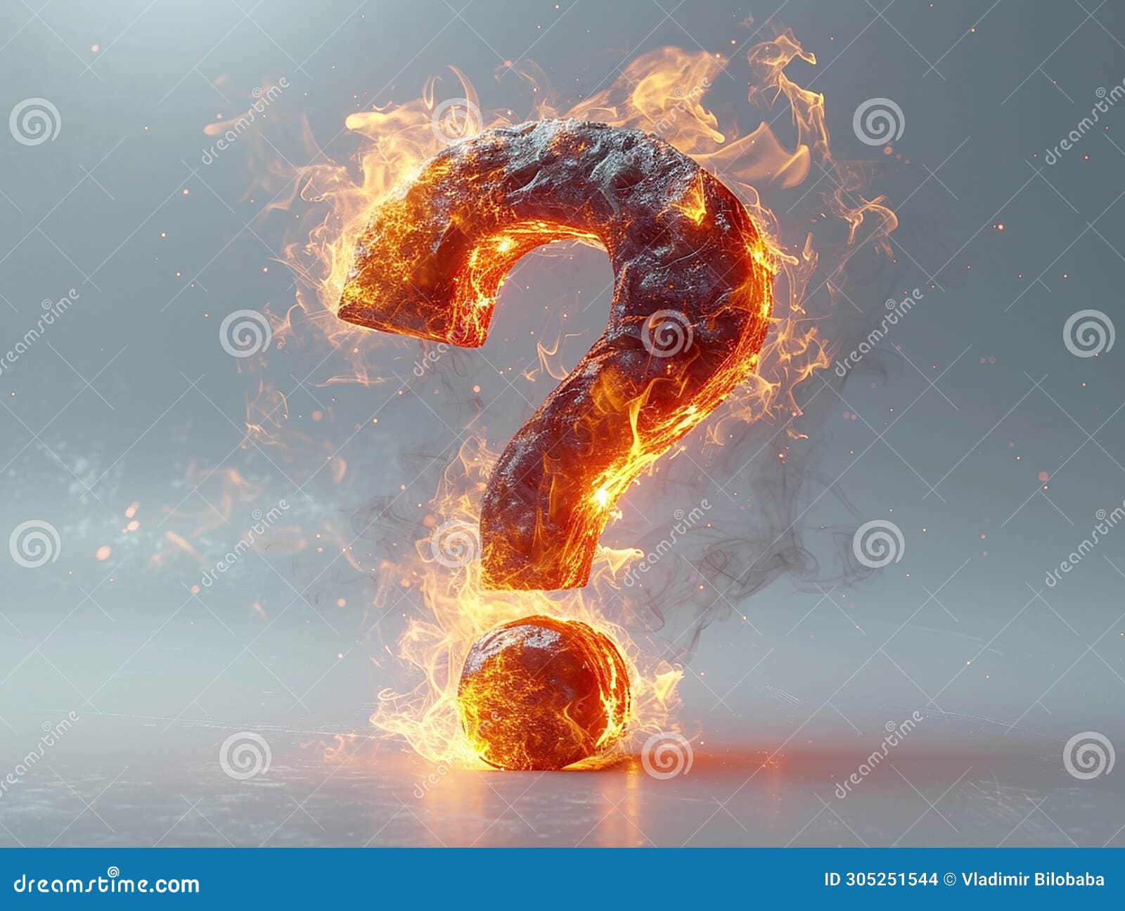 Fiery Burning Question Mark on a Light Background Stock Illustration ...