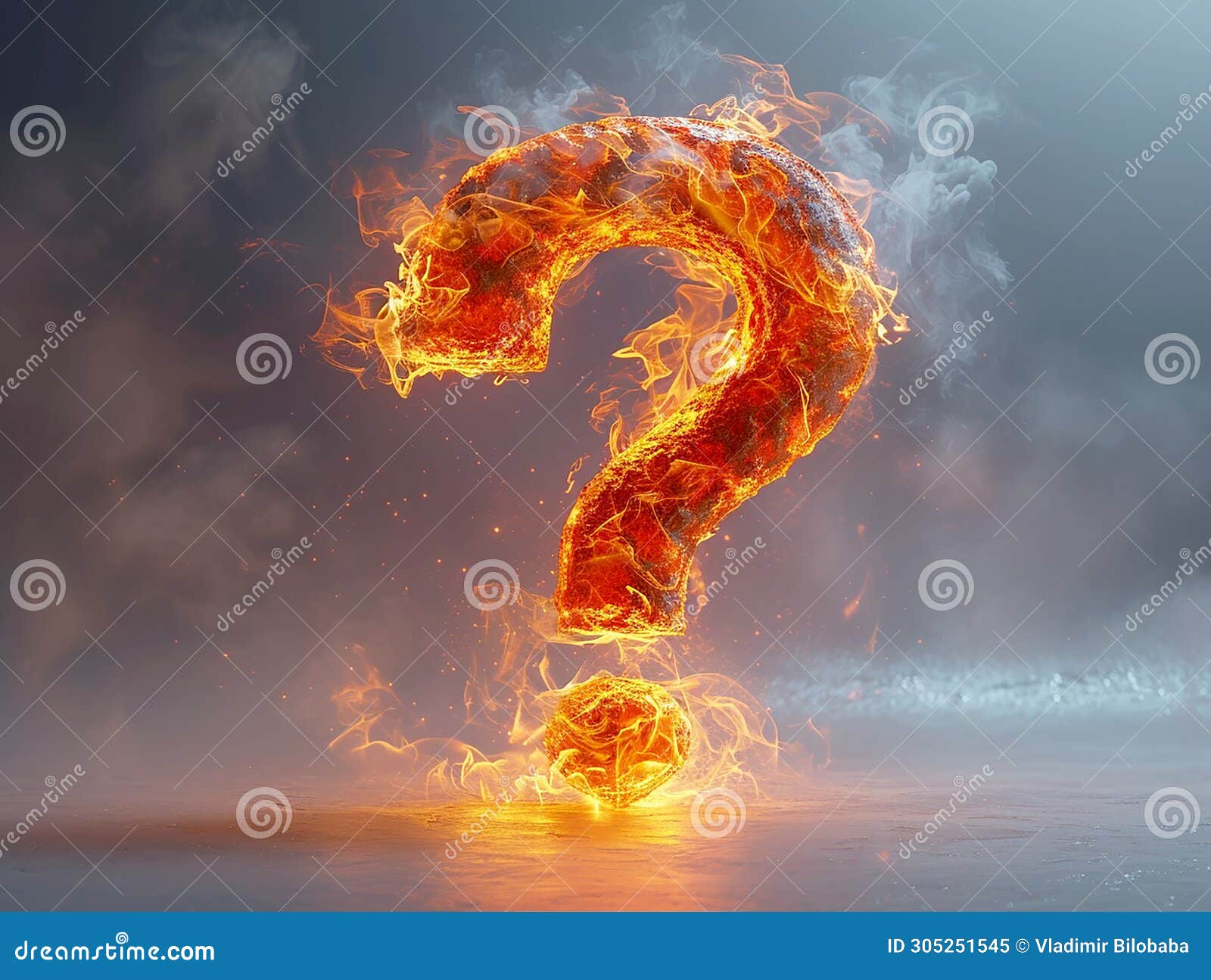 Fiery Burning Question Mark on a Light Background Stock Illustration ...
