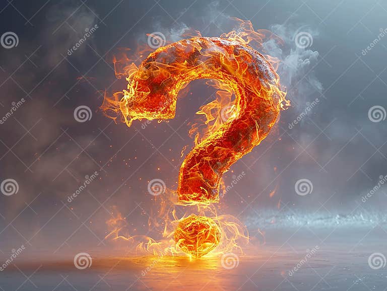 Fiery Burning Question Mark on a Light Background Stock Illustration ...