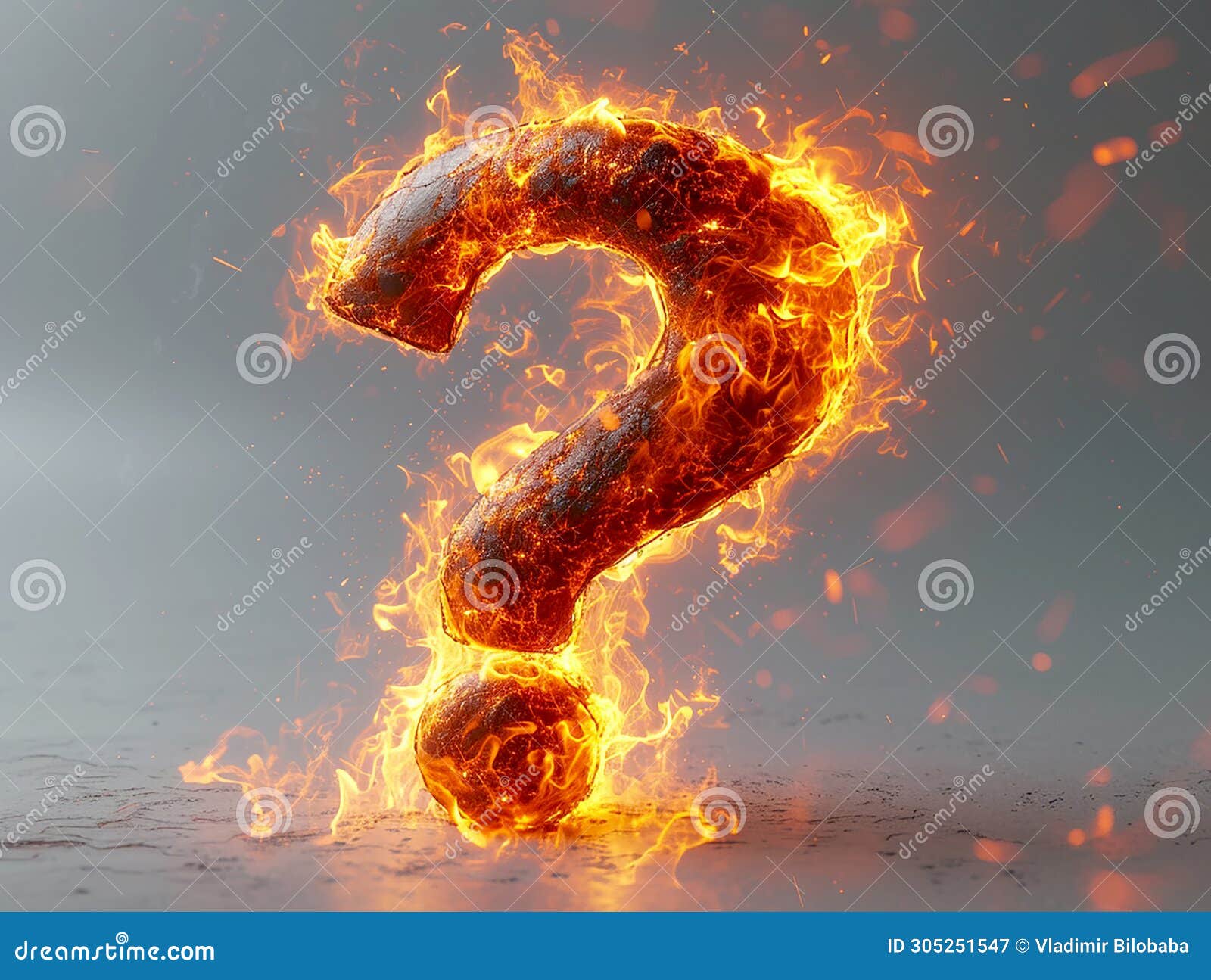 Fiery Burning Question Mark on a Light Background Stock Illustration ...