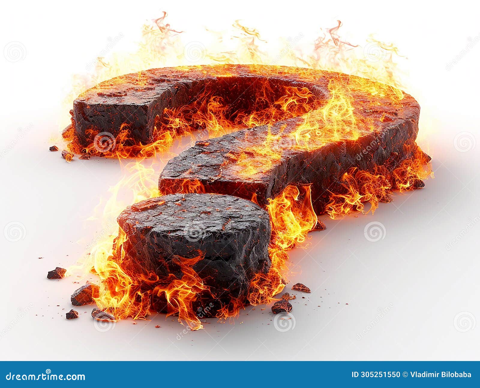 Fiery Burning Question Mark on a Light Background Stock Illustration ...