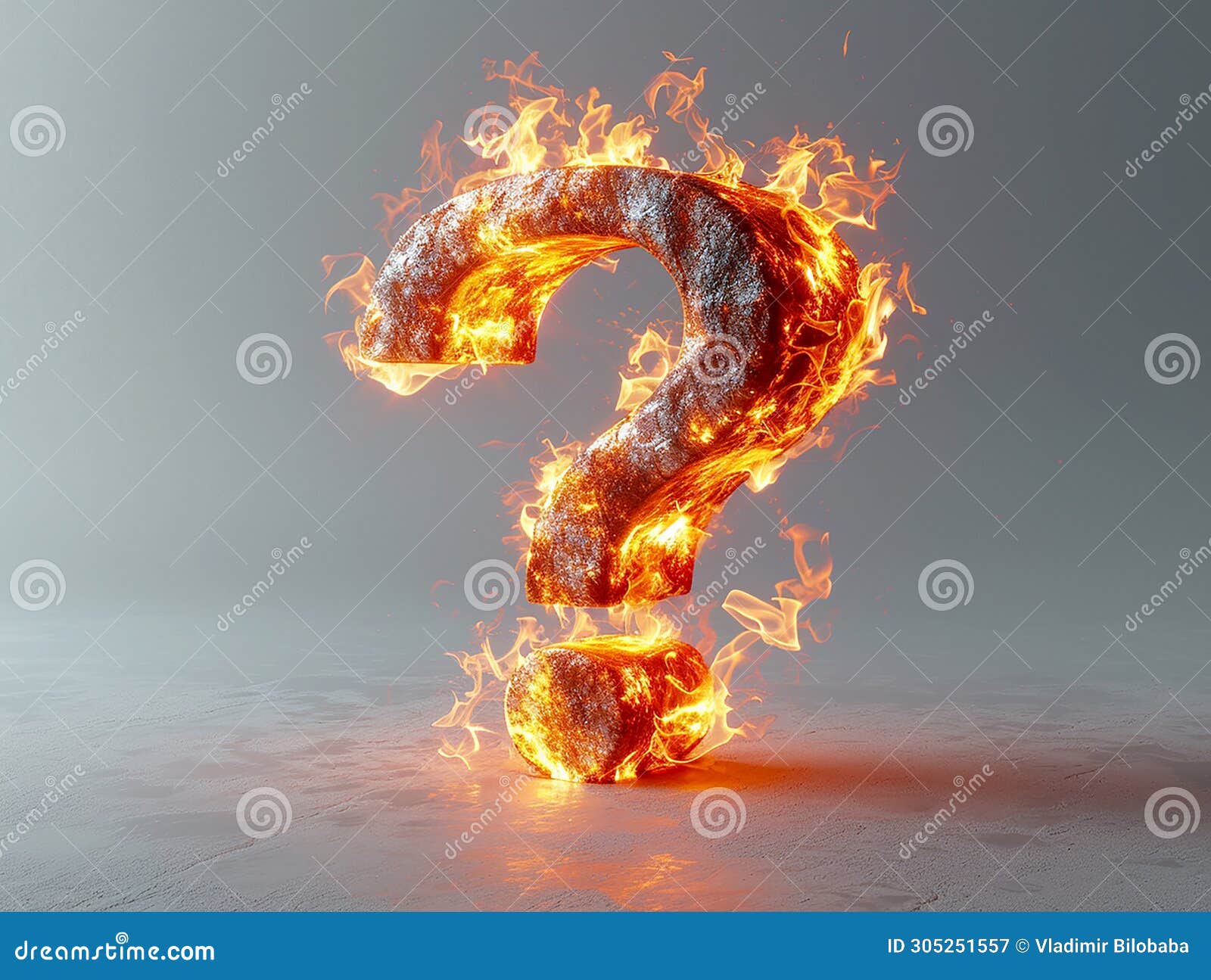 Fiery Burning Question Mark on a Light Background Stock Illustration ...