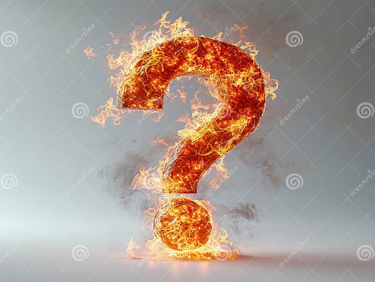 Fiery Burning Question Mark on a Light Background Stock Illustration ...