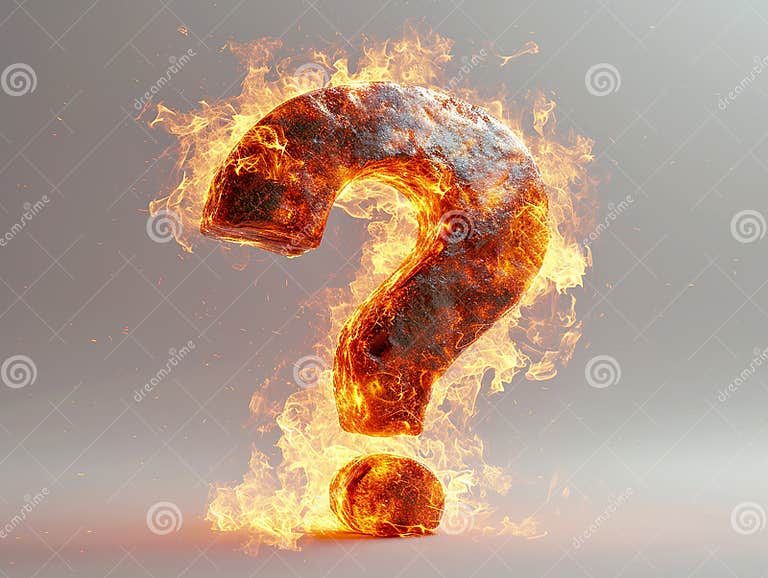 Fiery Burning Question Mark on a Light Background Stock Illustration ...