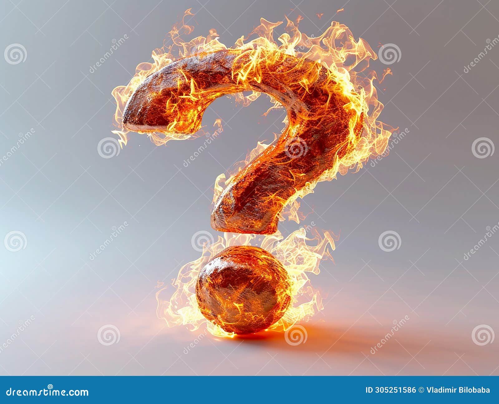 Fiery Burning Question Mark On A Light Background Stock Photography ...