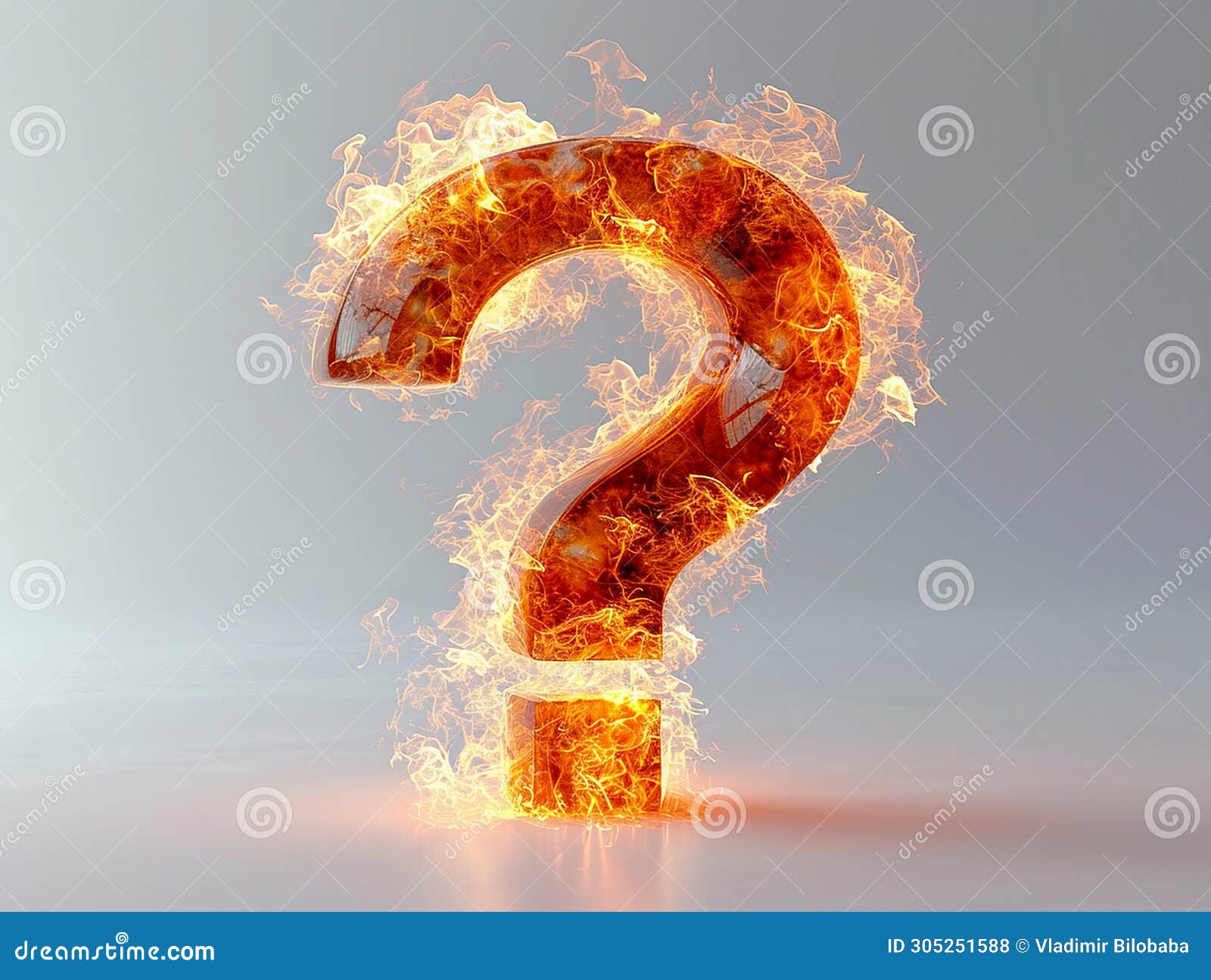 Fiery Burning Question Mark on a Light Background Stock Illustration ...