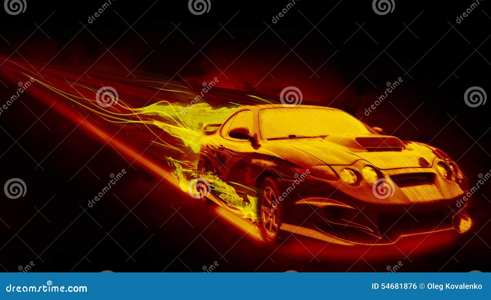 The Fiery Car stock illustration. Illustration of glowing - 54681876