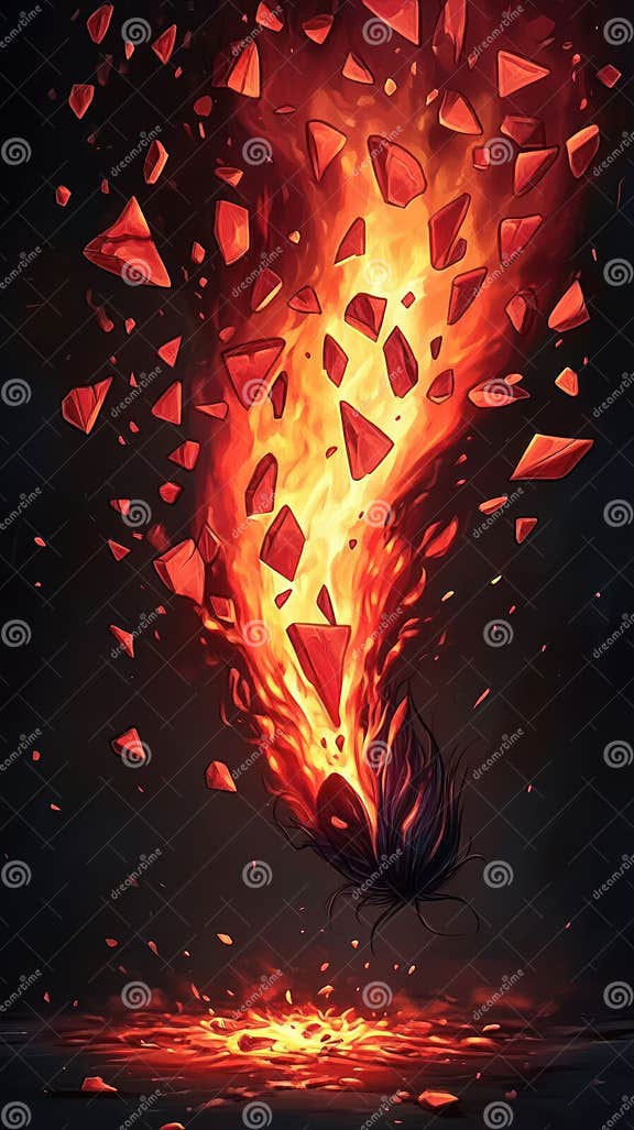 A Fiery Cascade of Molten Rock and Shards, Creating a Dynamic and ...
