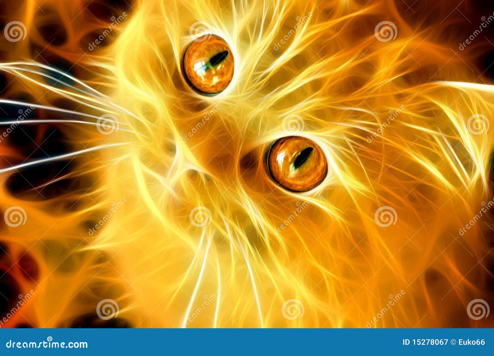 Fiery cat stock illustration. Illustration of fairy, animals - 15278067