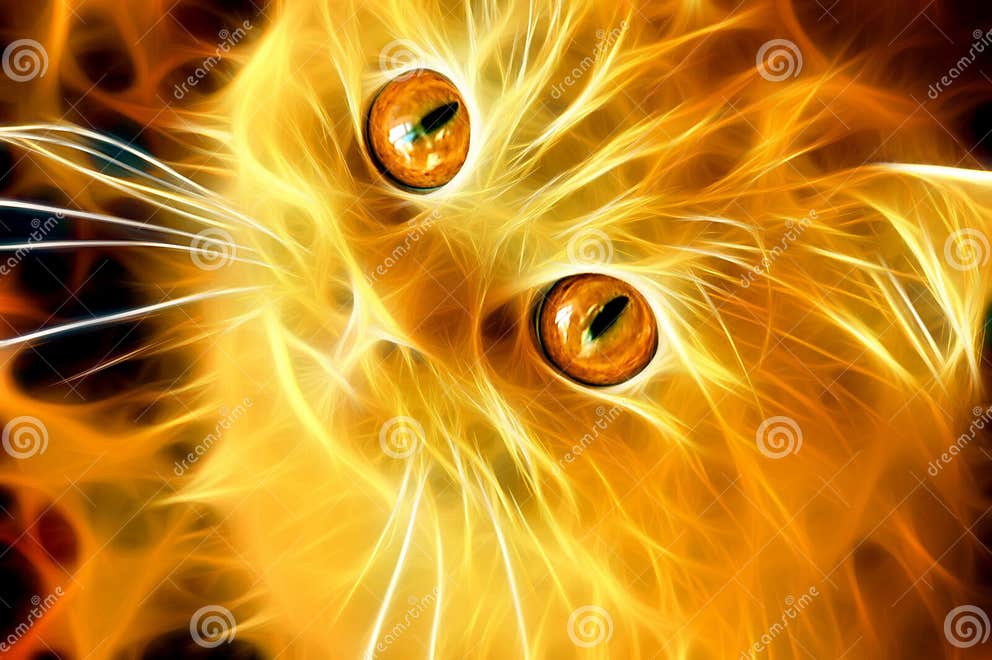 Fiery cat stock illustration. Illustration of fairy, animals - 15278067