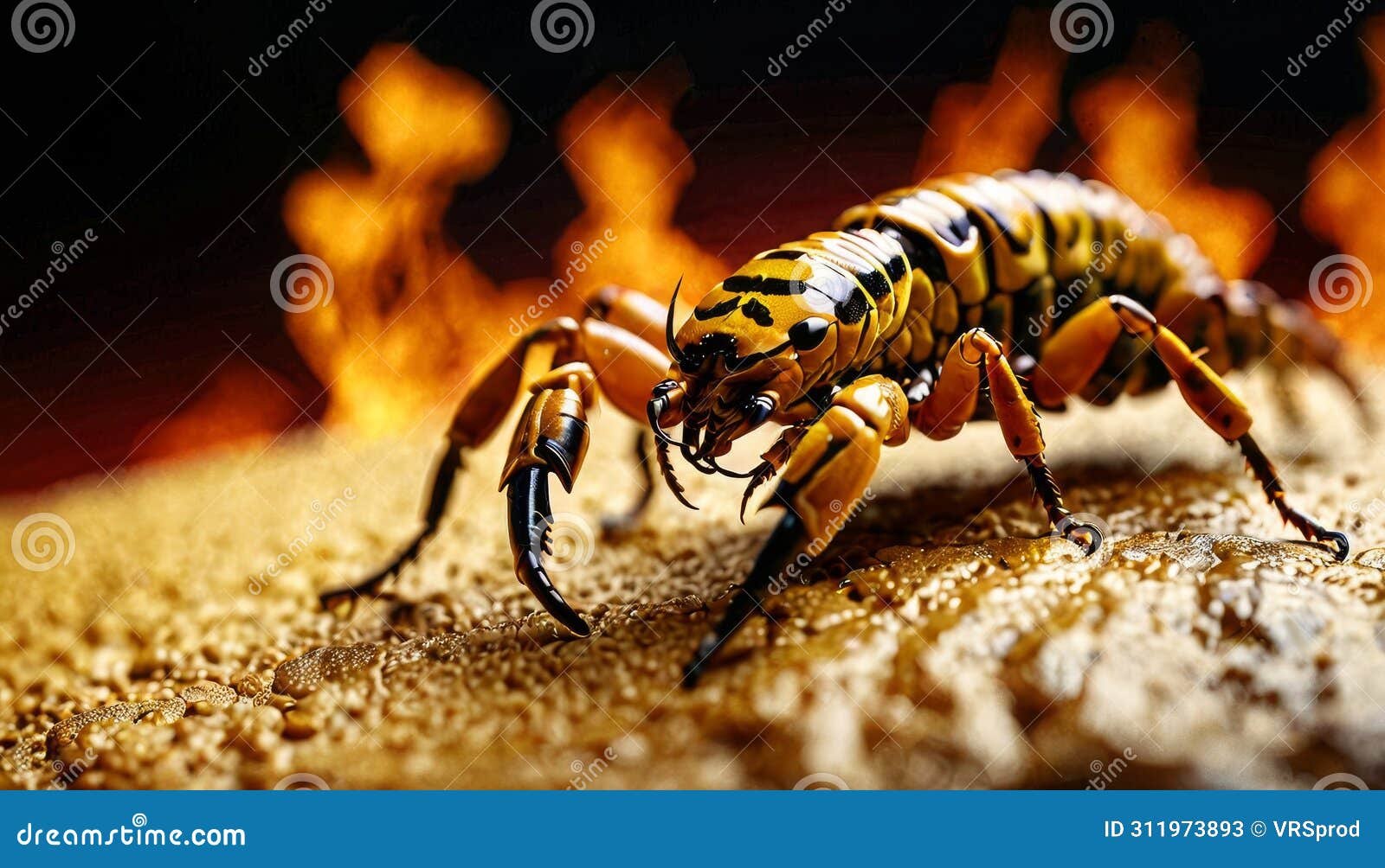 Fiery Centipede on Sand stock illustration. Illustration of dramatic ...