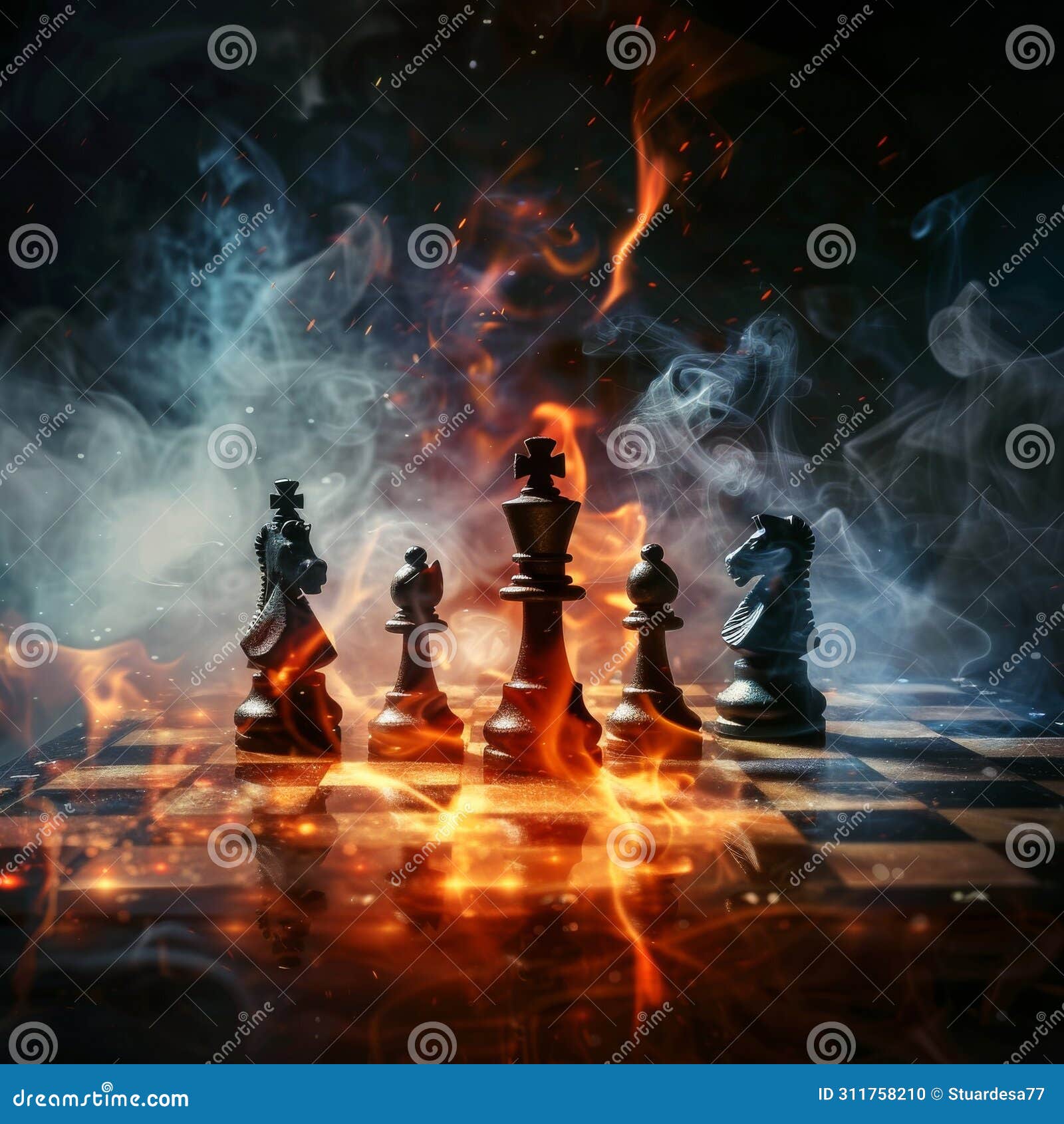 Fiery Chess Conflict stock photo. Image of fiery, tactical - 311758210