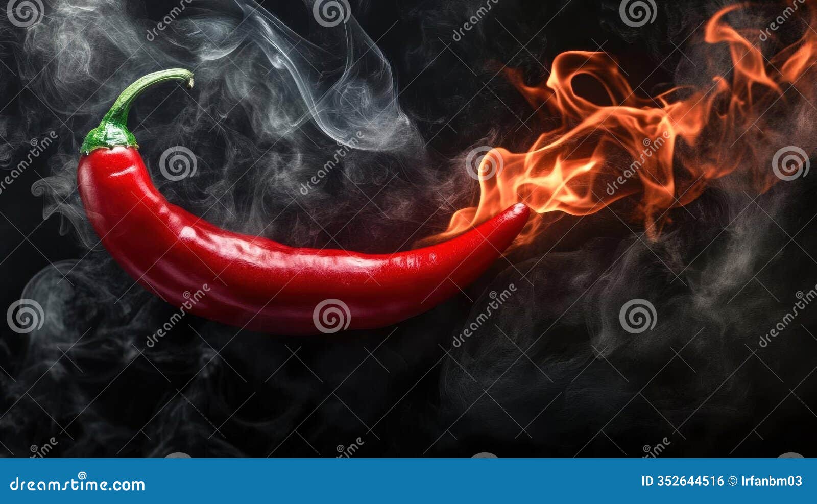 Fiery Chili Pepper with Smoke and Flame Stock Photo - Image of ...