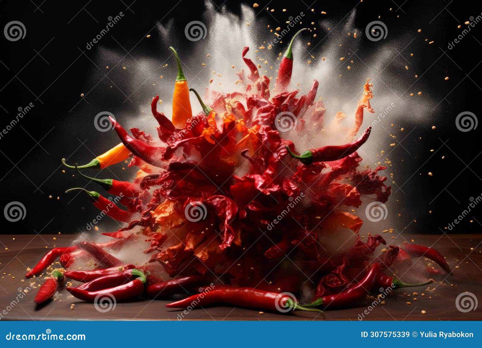 Fiery Chilli Explosion. Generate Ai Stock Image - Image of ground ...