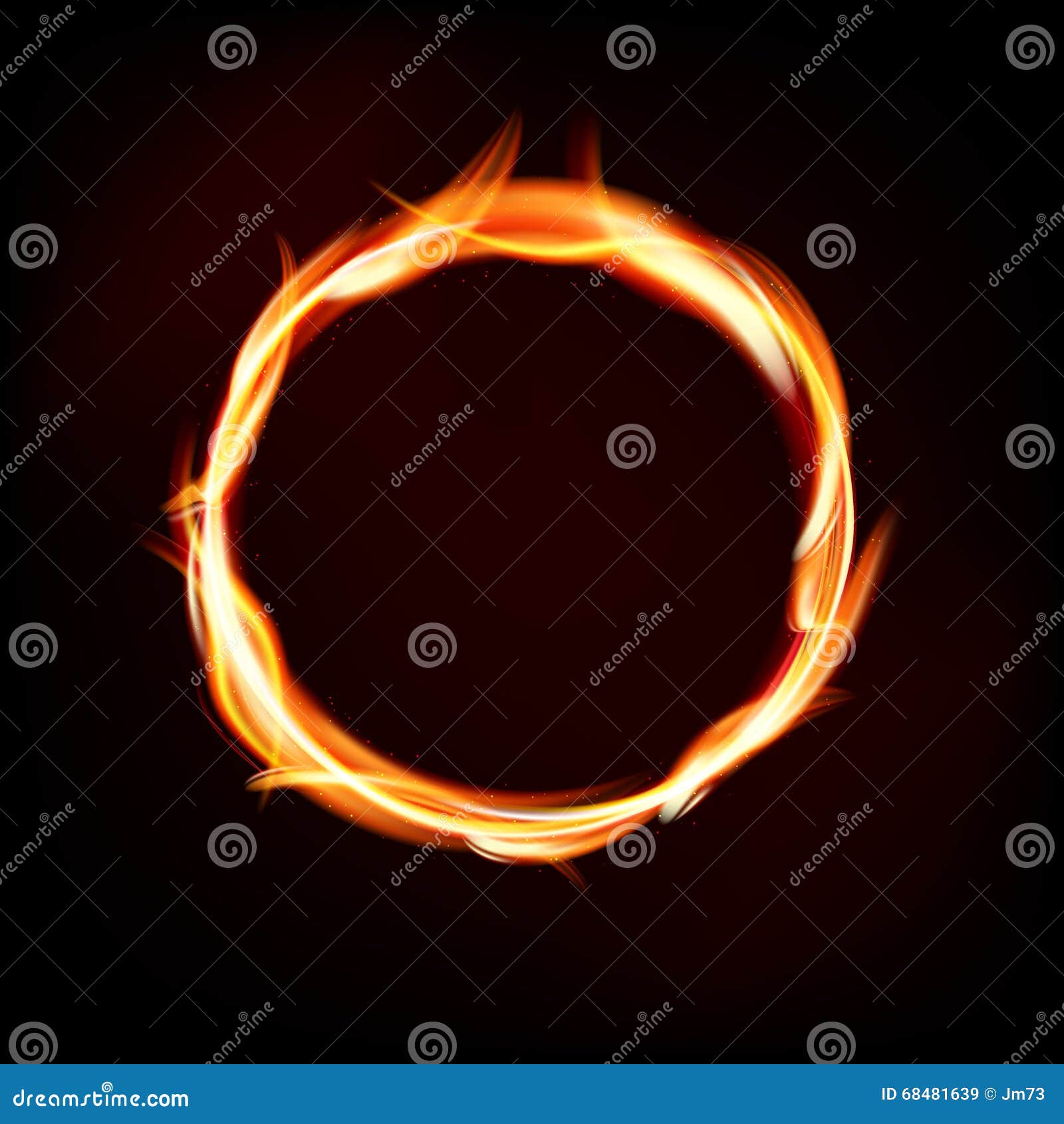 Fiery Circle of Flames on Dark Background Stock Vector - Illustration ...
