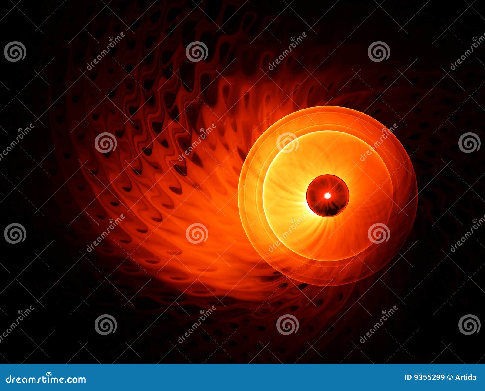 Fiery Circular Motion on Black Background Stock Illustration ...