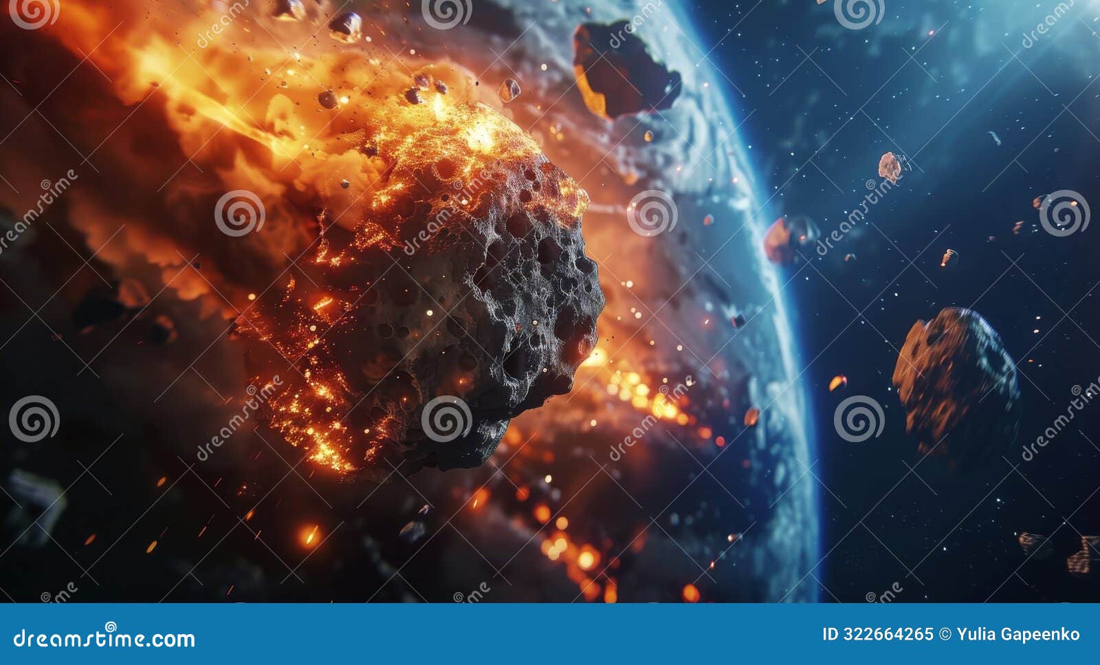 Fiery Collision of Planets in Outer Space Stock Image - Image of ...