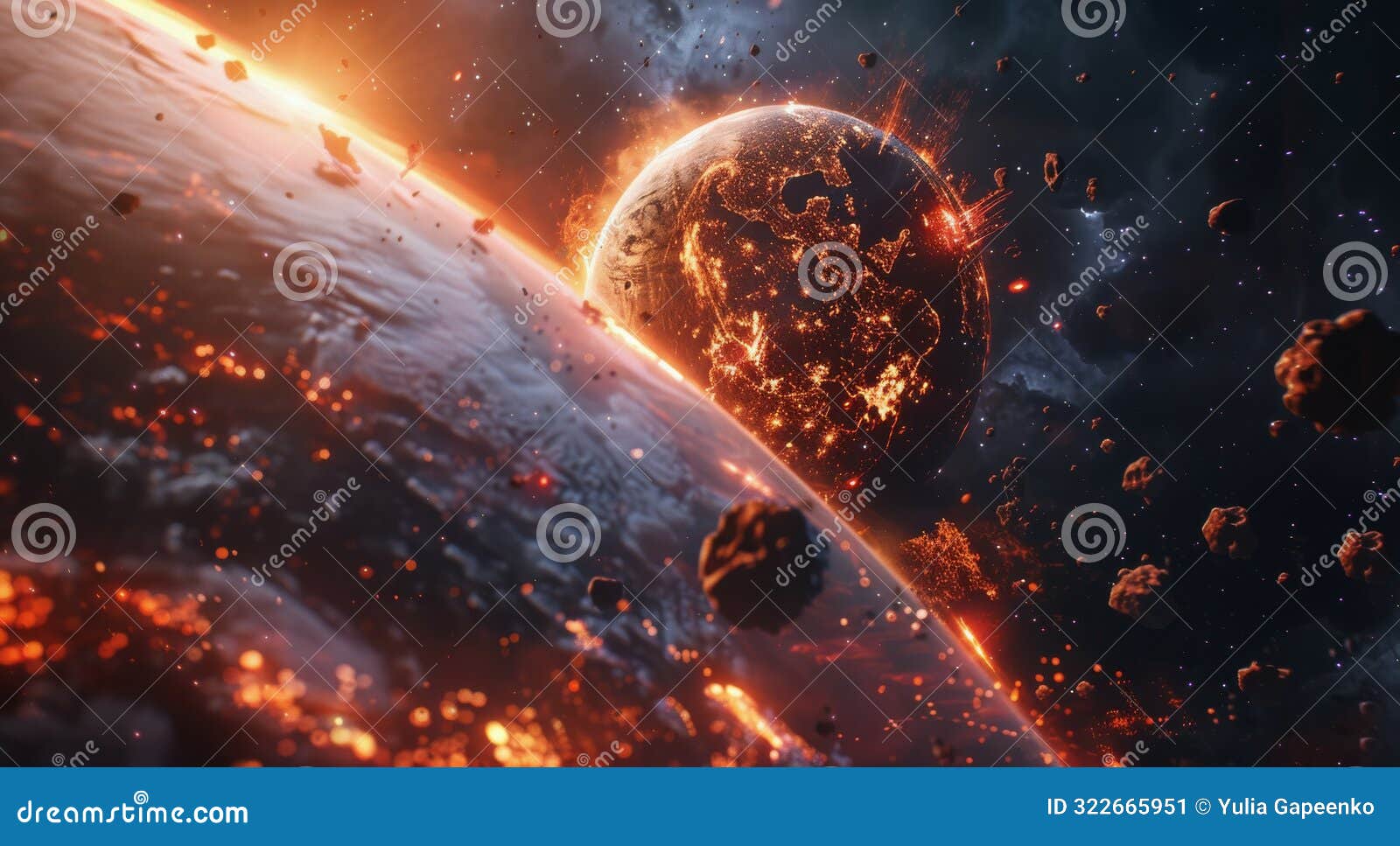 Fiery Collision Of Planets In Outer Space Royalty-Free Stock Photo ...