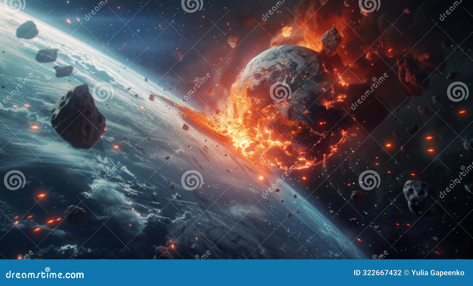 Fiery Collision of Planets in Outer Space Stock Photo - Image of space ...