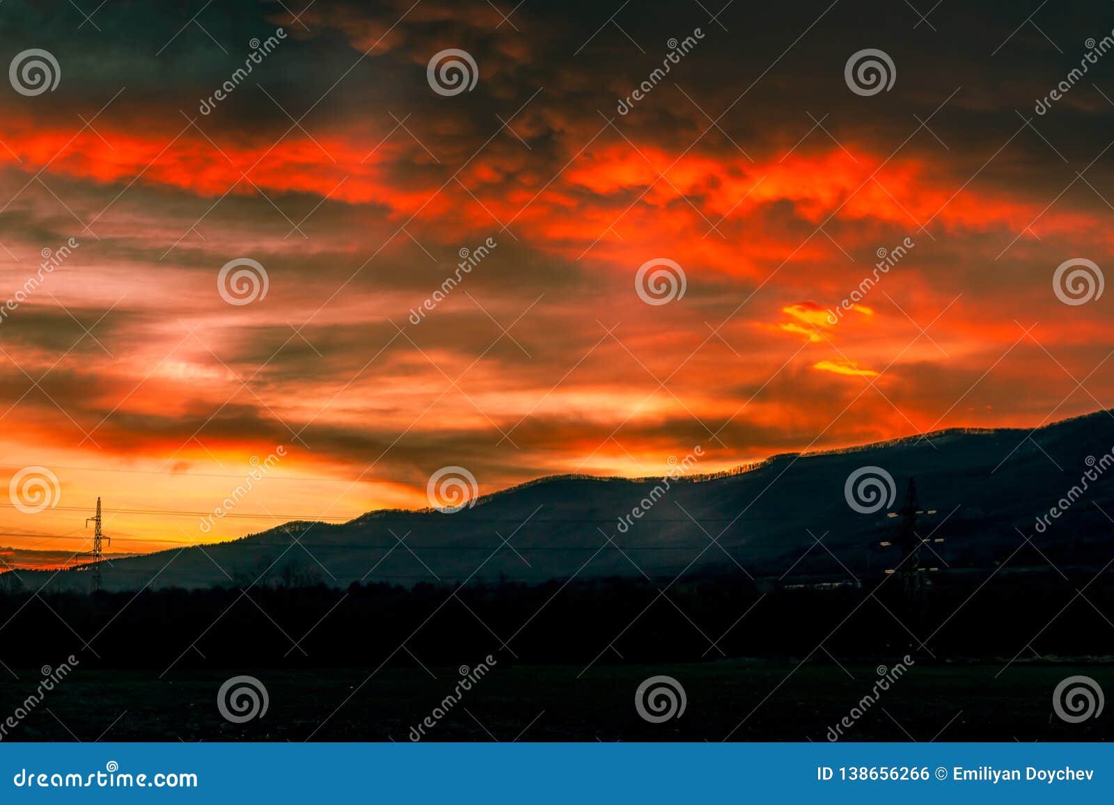 Fiery-colored Clouds before Sunrise Stock Photo - Image of amazing ...