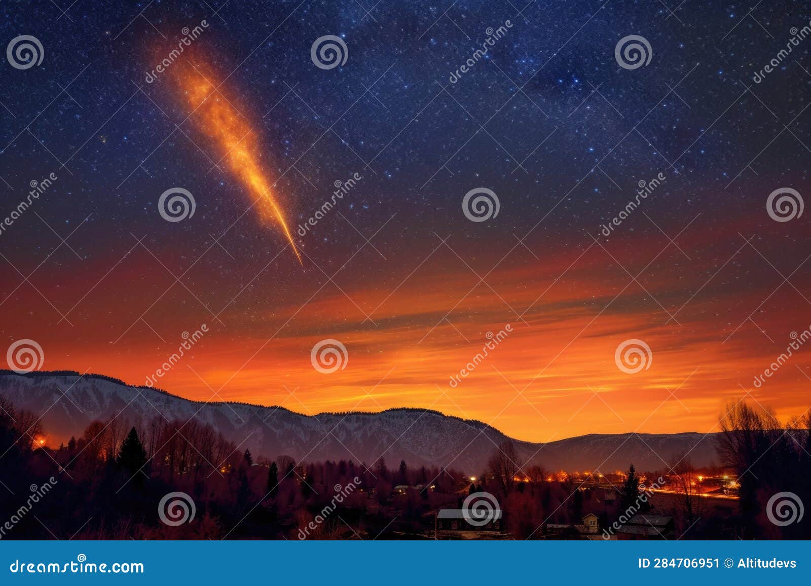 Fiery Comet Approaching Earth In A Dark Cosmic Background Royalty-Free ...