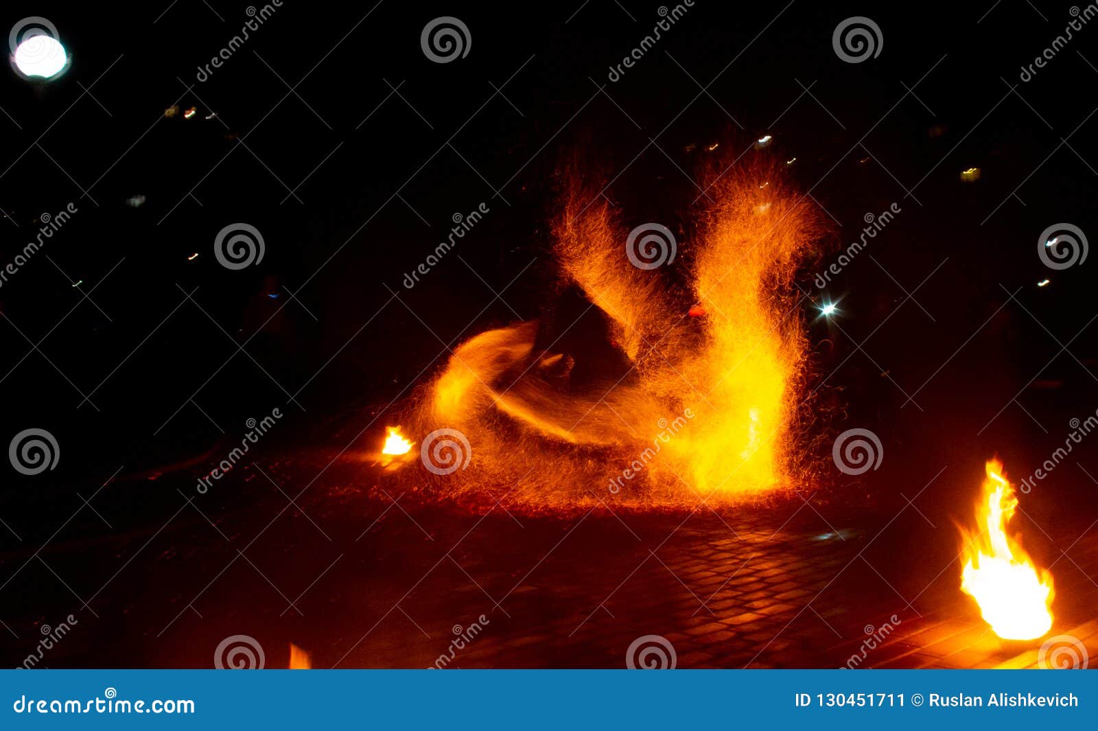 Fiery Creature in the Night Stock Image - Image of holiday, flame ...