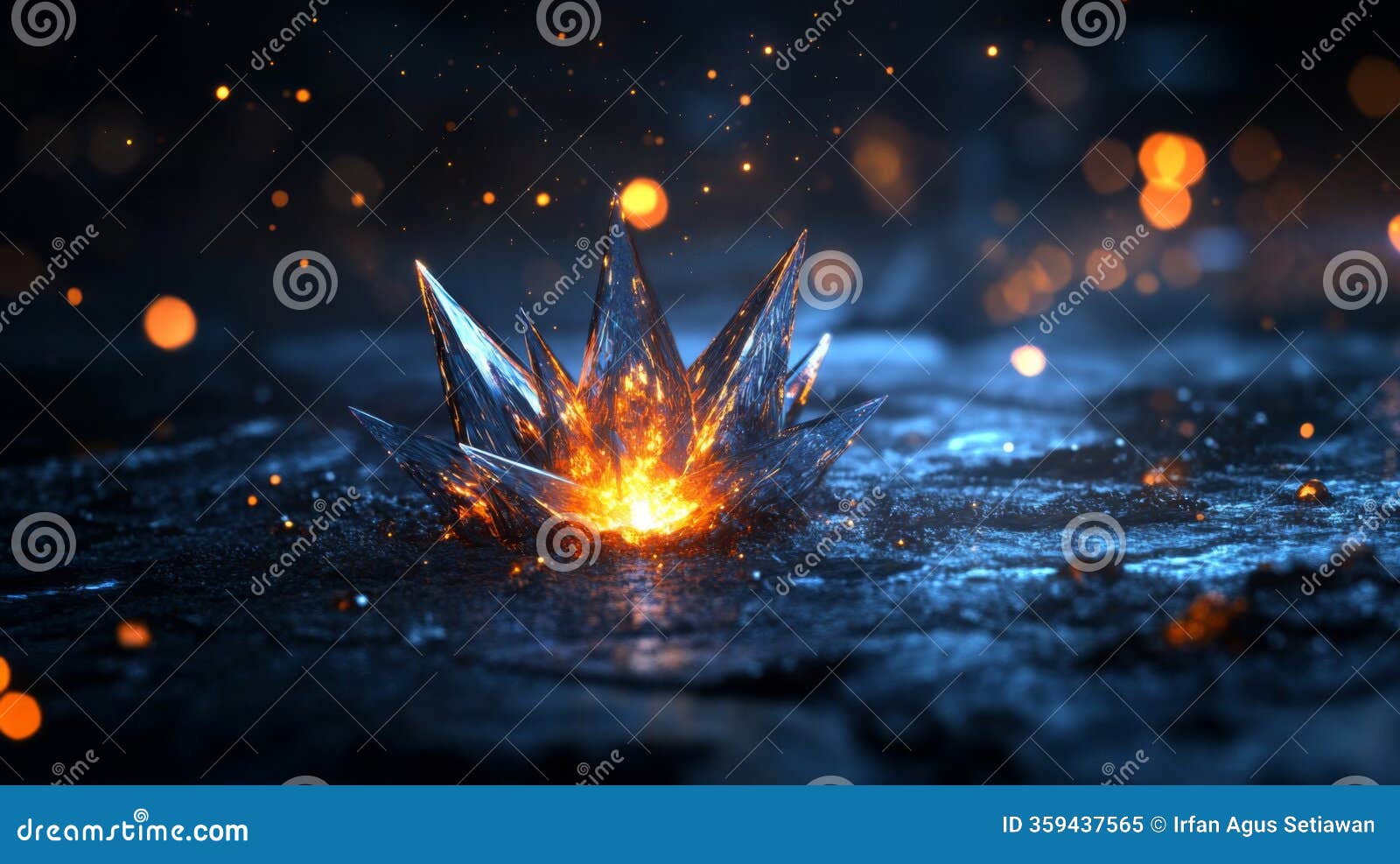Fiery Crystal Crown in Dark Fantasy Setting Stock Illustration ...