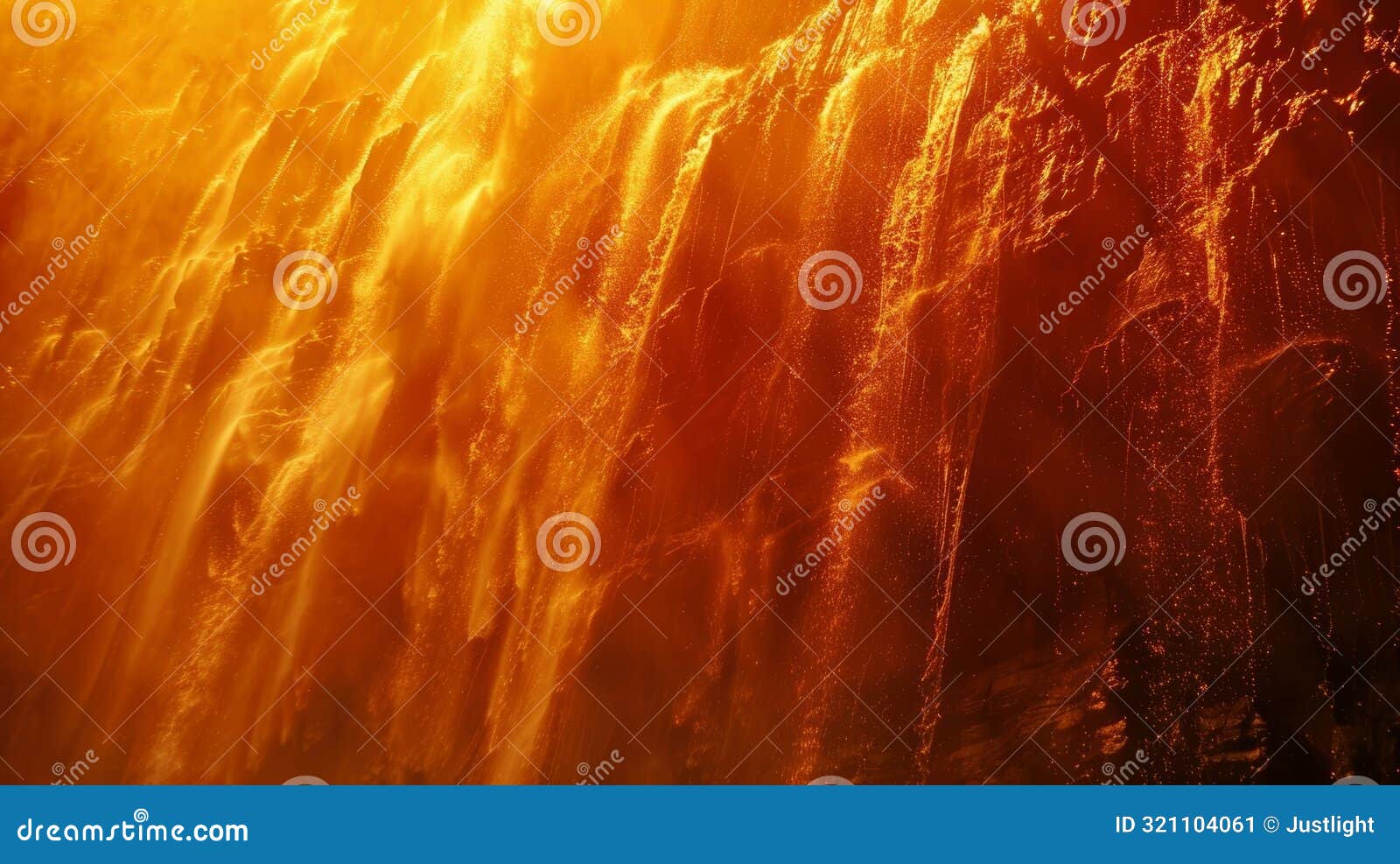 A Fiery Curtain of Water Cascading Down a Cliff Face and Creating a ...