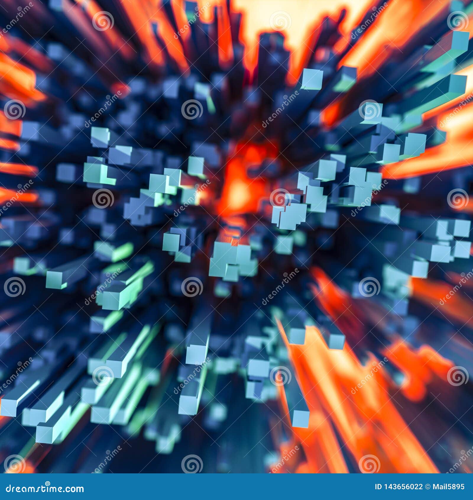 Fiery Data Technology Explosion or Blast Concept Stock Illustration ...