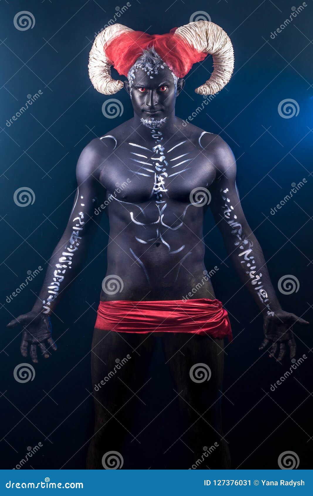 Fiery Demon. a Terrible Demon with Horns Stock Image - Image of apple ...