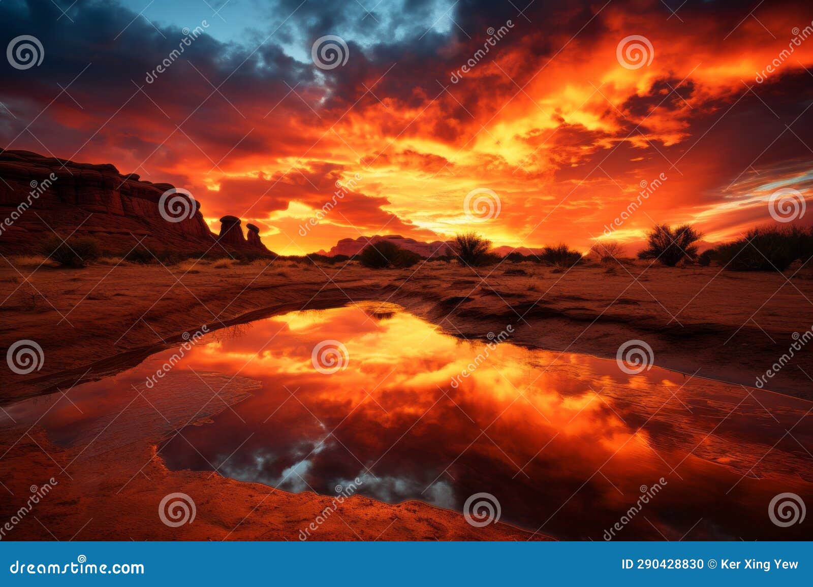 Fiery Desert Sunset stock illustration. Illustration of outdoors ...