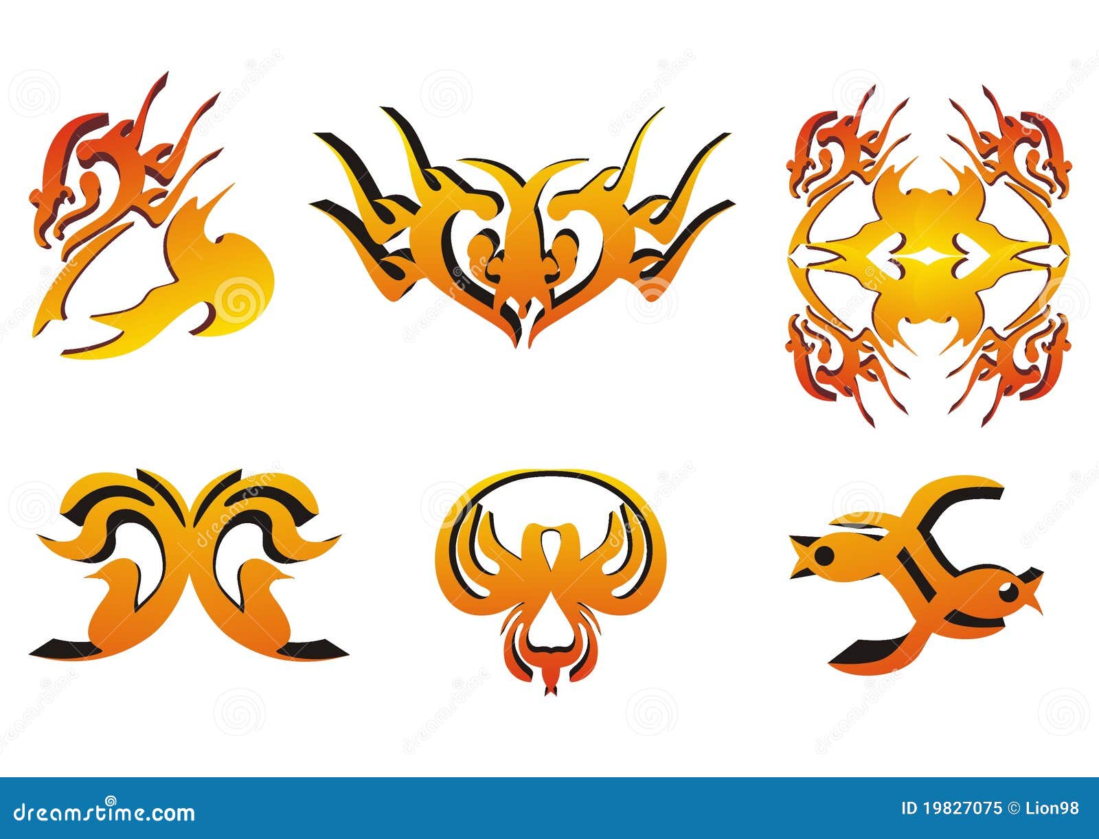 Fiery design elements stock vector. Illustration of doves - 19827075