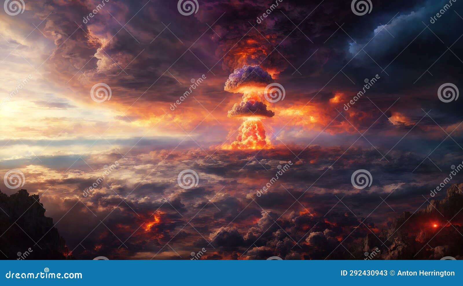 Fiery Desolation: Atomic Explosion and Nuclear Fallout Stock ...