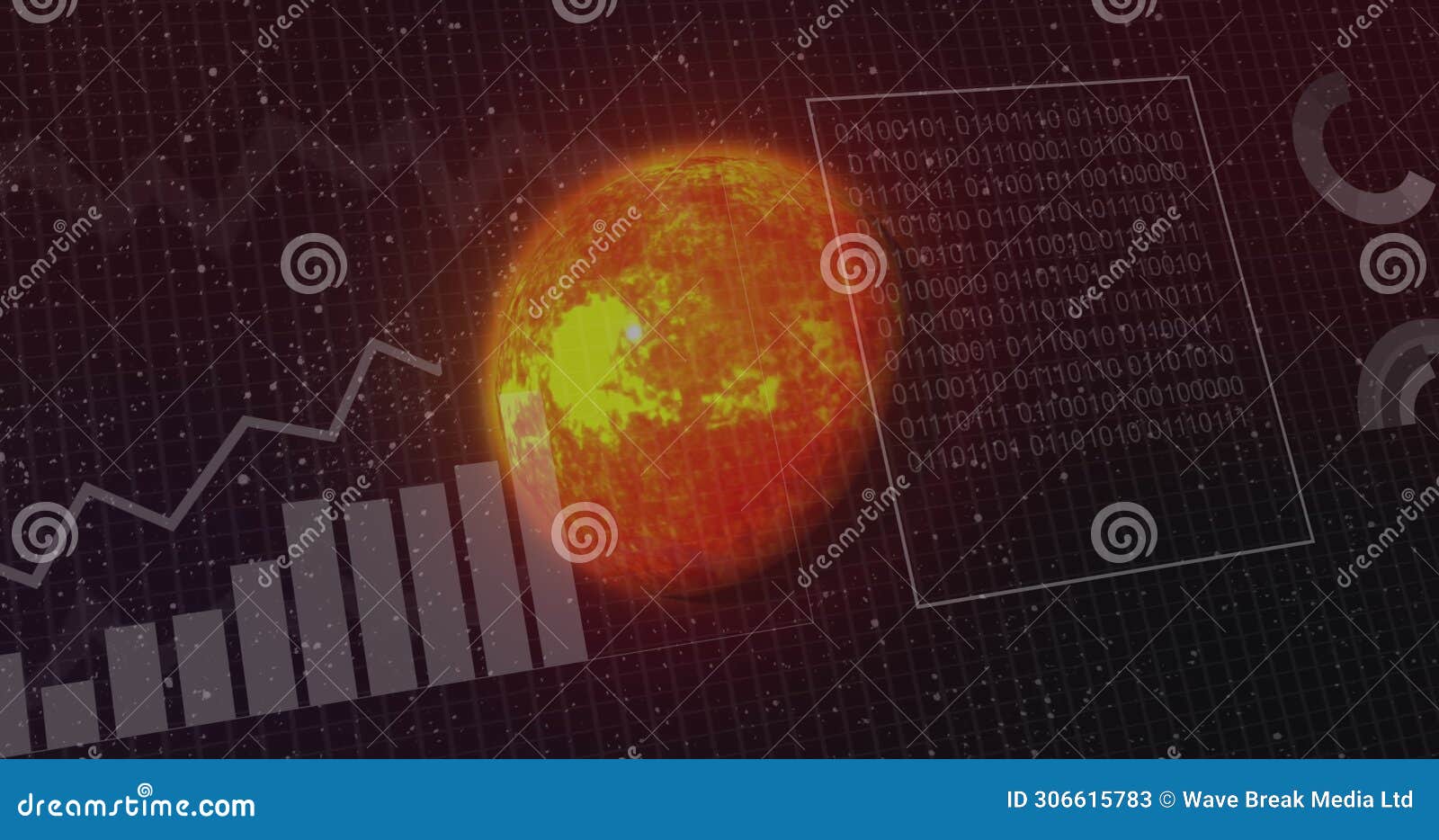 A Fiery Digital Representation of the Sun Dominates the Image, with ...