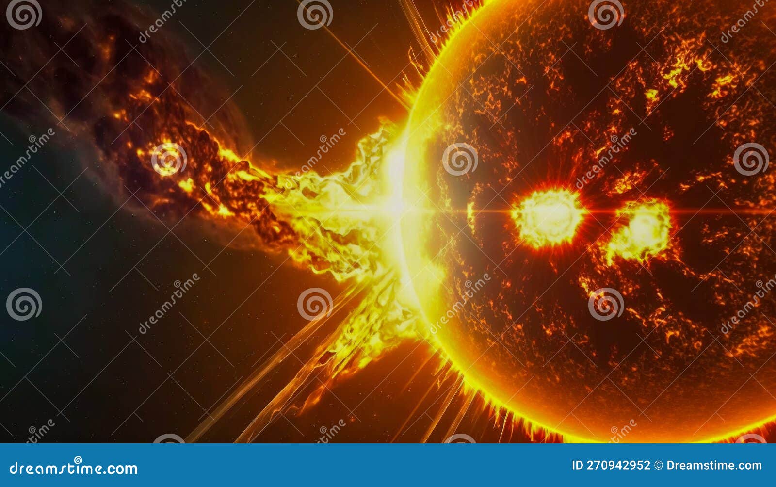 A Fiery Display of Energy and Flares of an Exploding Sun in Space ...