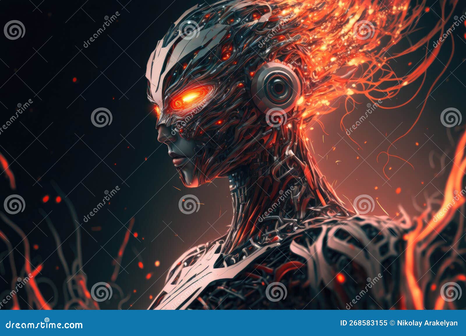 Fiery Dissolution The Glowing Motion Of A Fluorescent Tiger Stock Image ...