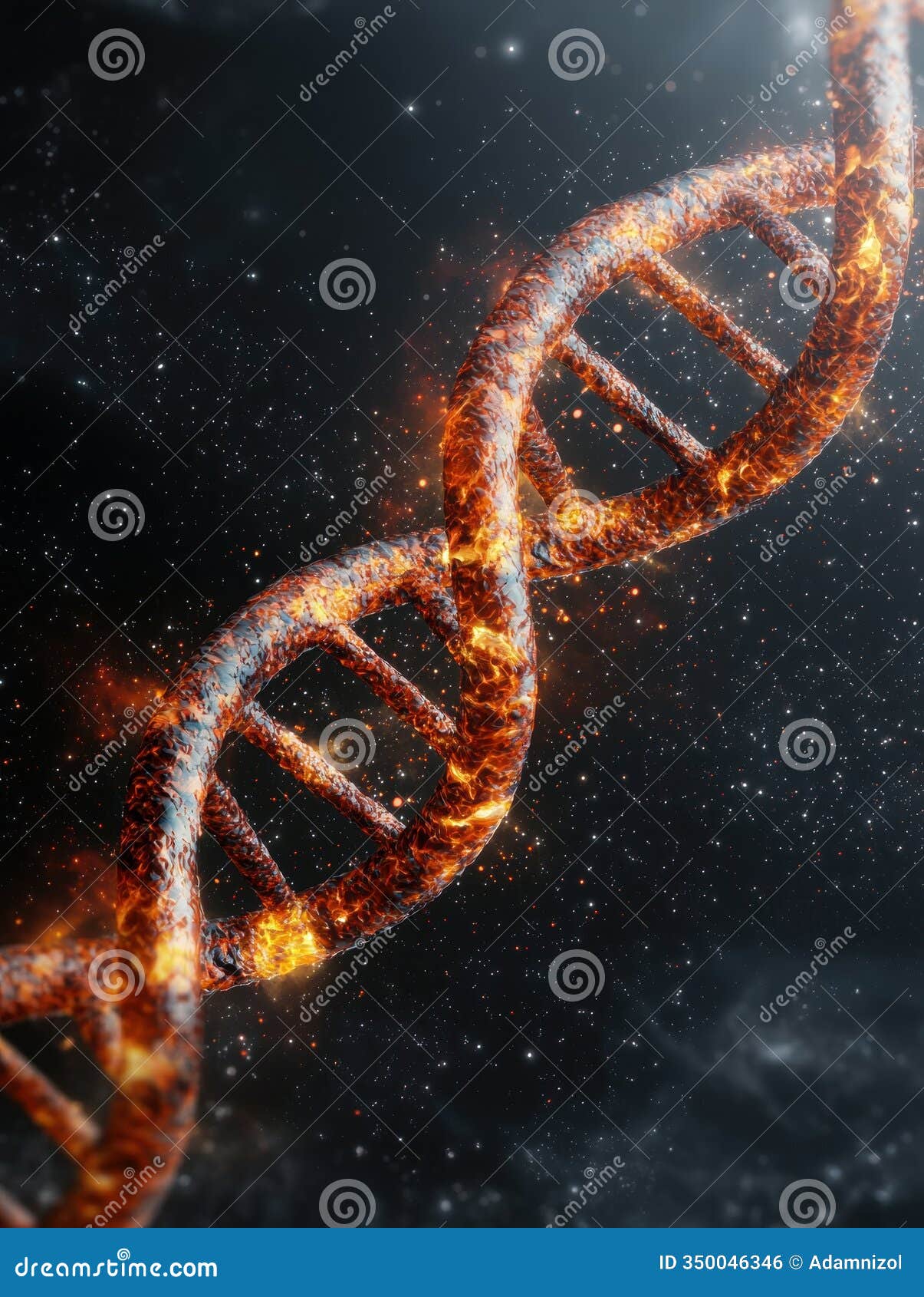 Fiery DNA Helix in Space stock illustration. Illustration of universe ...