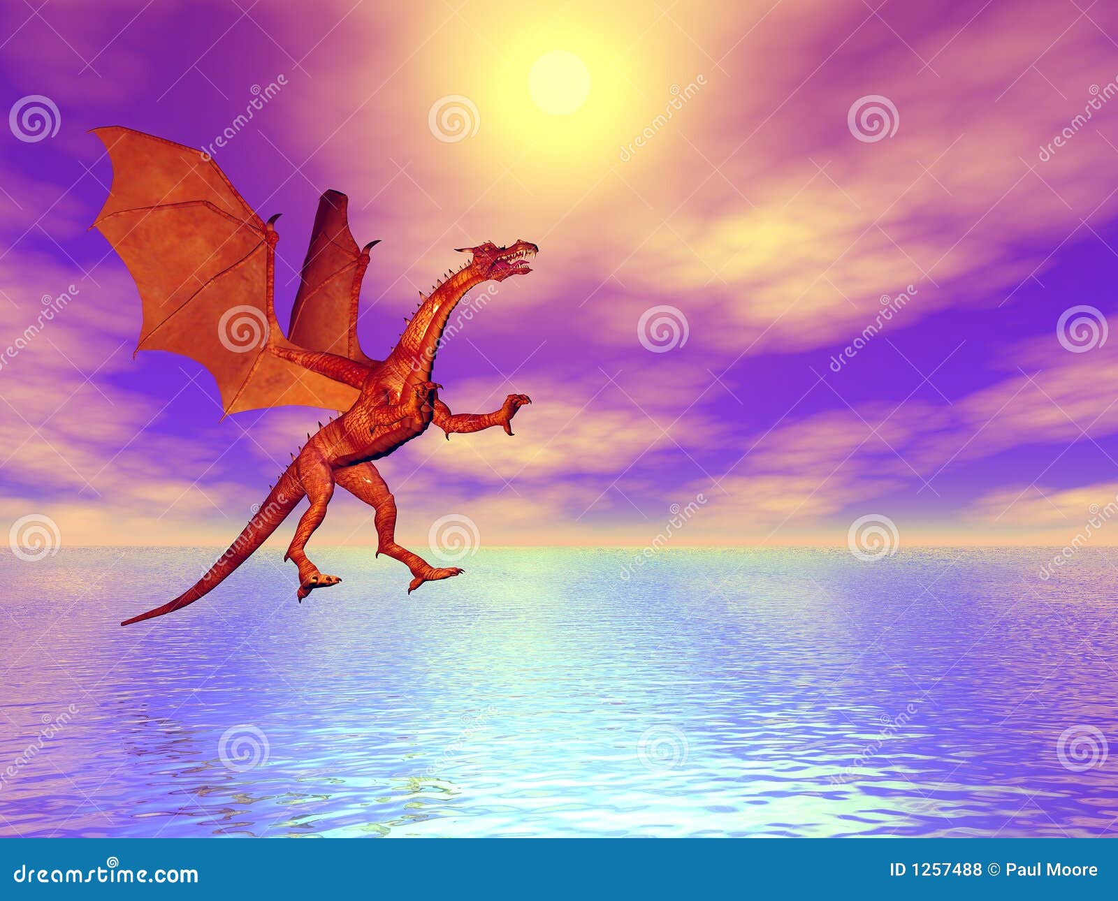 Fiery Dragon stock illustration. Illustration of wings - 1257488