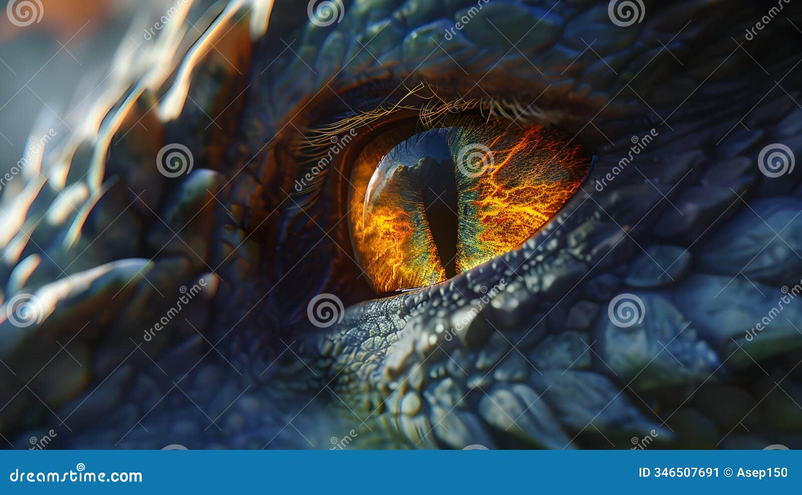 Fiery Dragon Eye 3D Illustration Stock Illustration - Illustration of ...