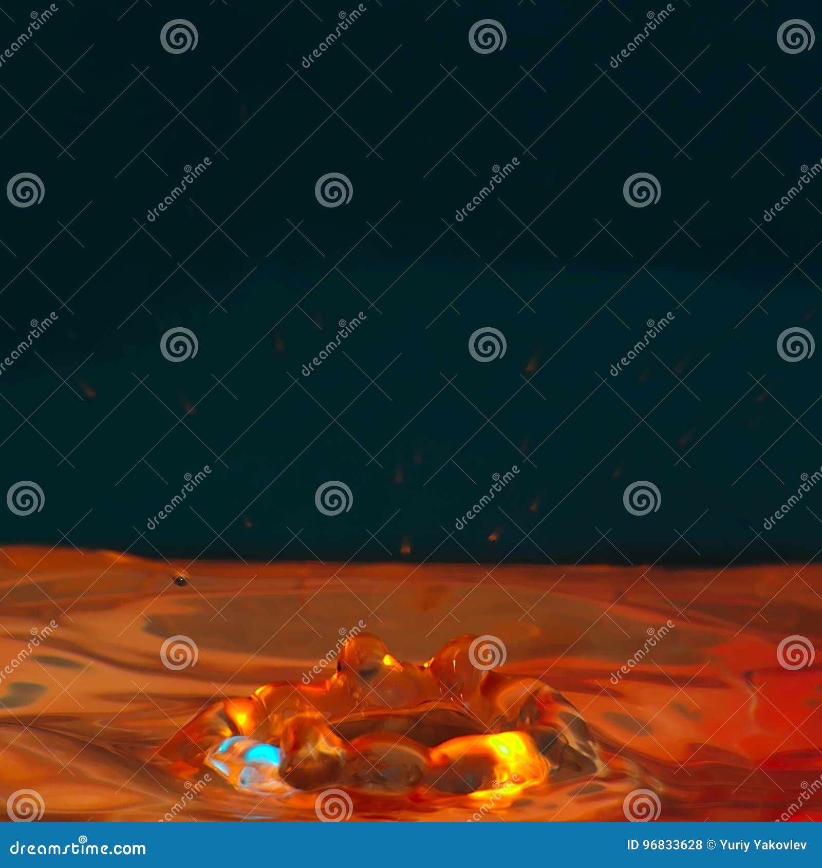 Fiery Dripping Liquid, Crown and Spray Stock Photo - Image of falling ...