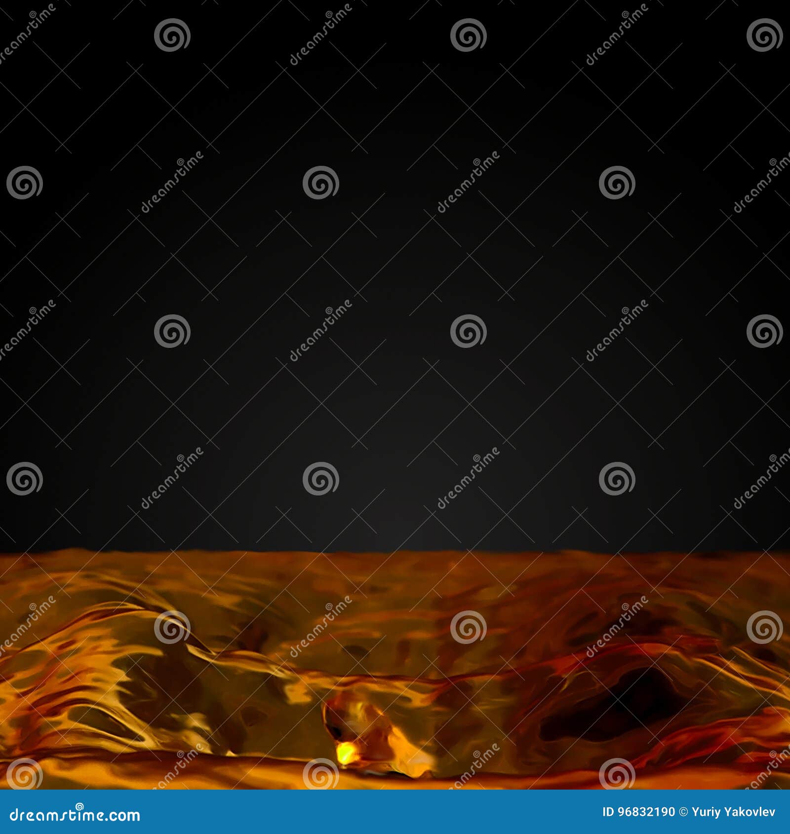 Fiery Dripping Liquid, Corona Yellow And Blue Luminescence Stock ...