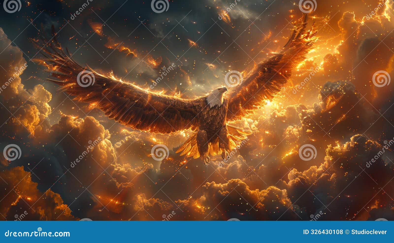Fiery Eagle Soaring through the Sky - Generative Ai Stock Illustration ...