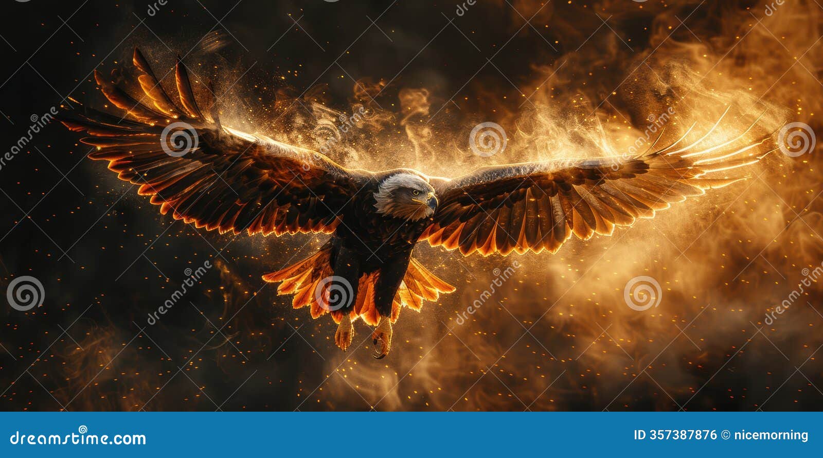 Fiery Eagle Soaring through Smoke. Created by Generative Artificial ...