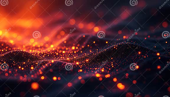 Fiery Ember Waves Abstract Art Background Image Stock Illustration ...