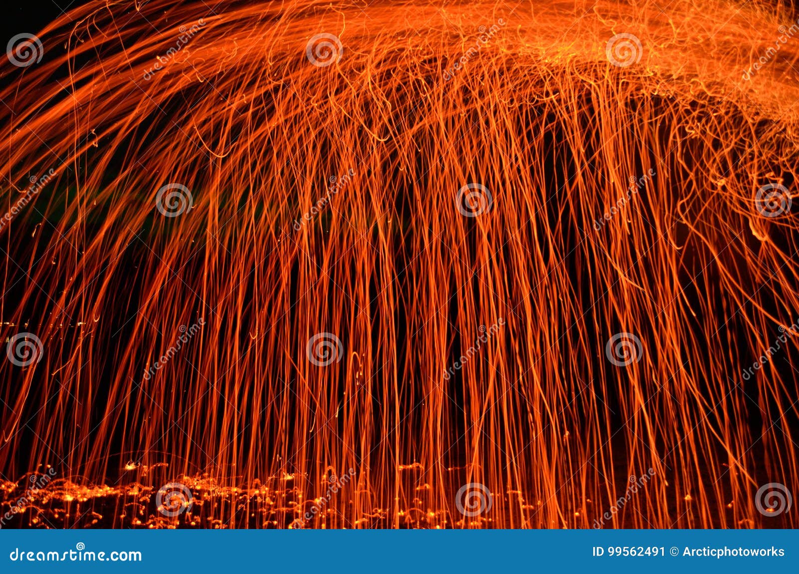 Fiery Embers Falling in Darkness Stock Image - Image of burnt, flame ...