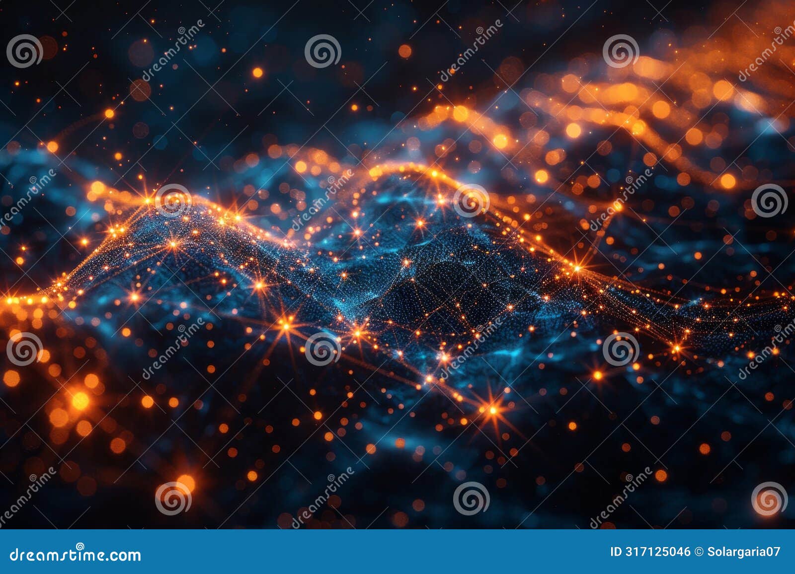 Fiery Energy Flow in Abstract Digital Environment Stock Photo - Image ...