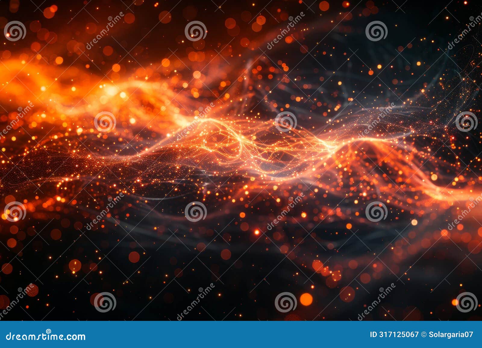Fiery Energy Flow in Abstract Digital Environment Stock Image - Image ...