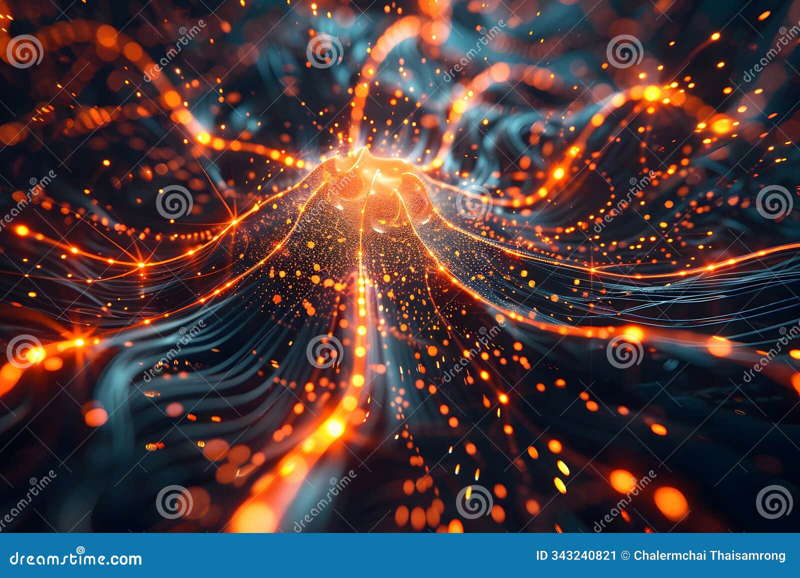 Fiery Energy Flow in Abstract Space, by Generative AI Stock Image ...