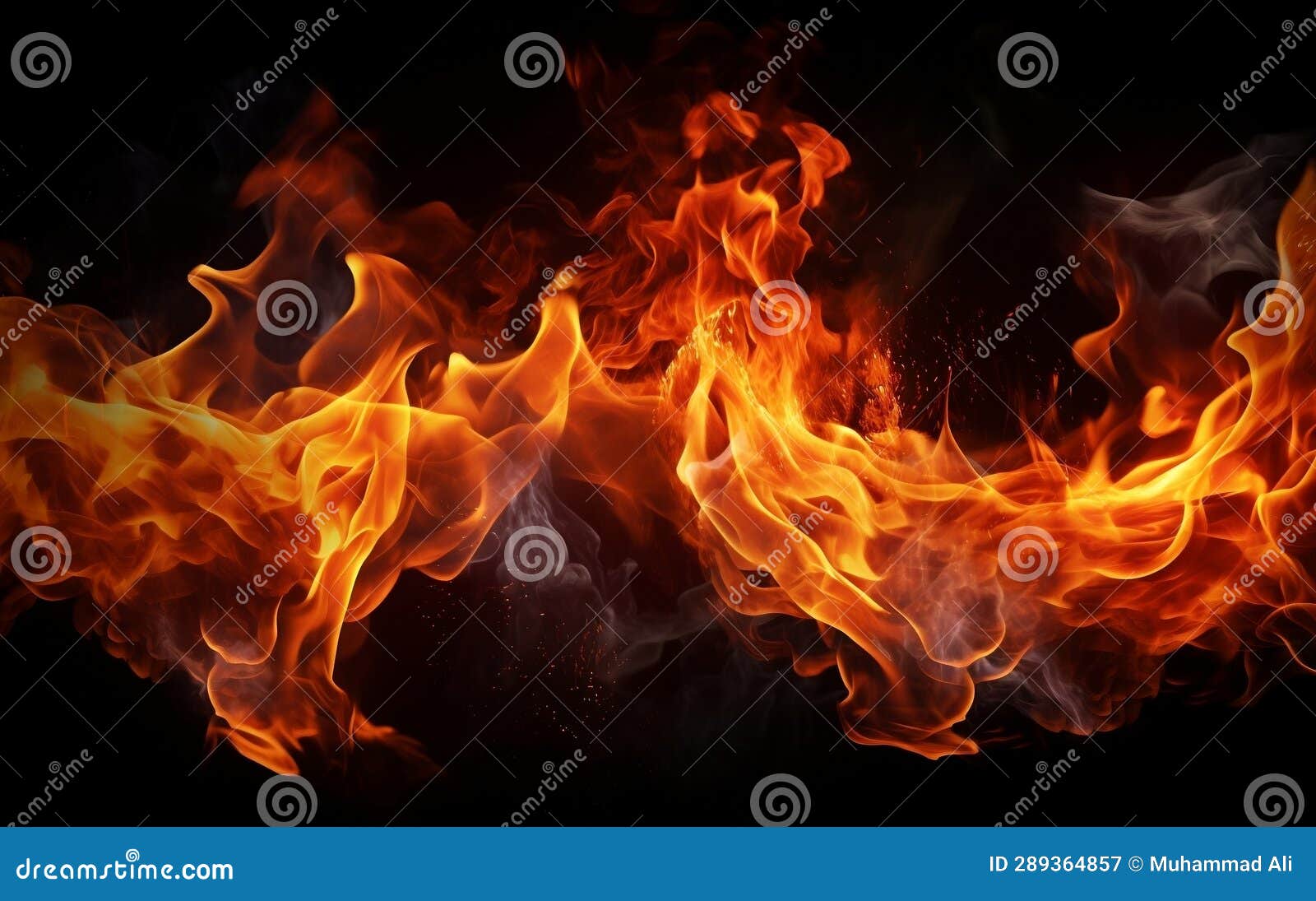 Fiery Eruption Flames Against the Black Abyss. Generative AI Stock ...