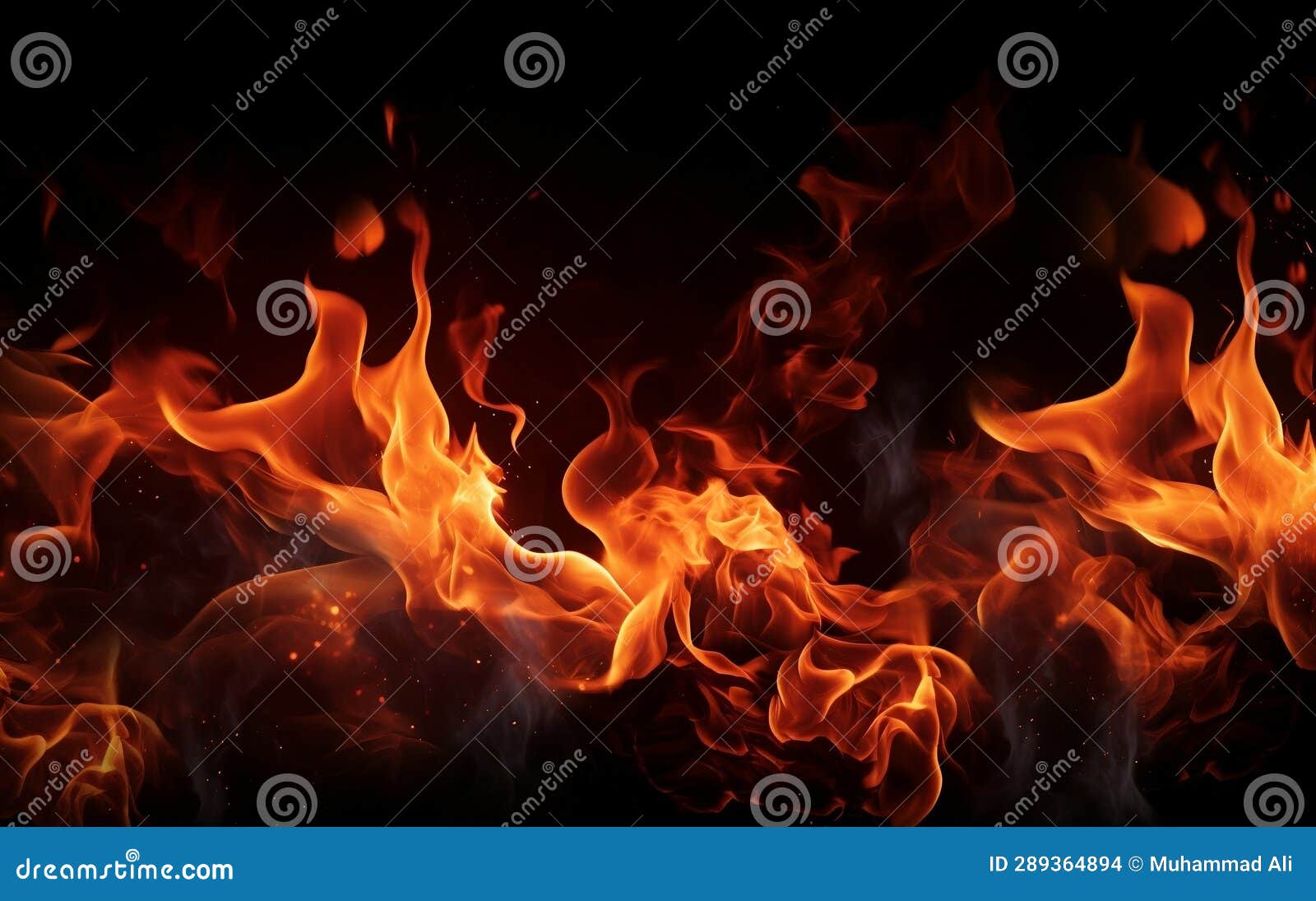 Fiery Eruption Flames Against the Black Abyss. Generative AI Stock ...